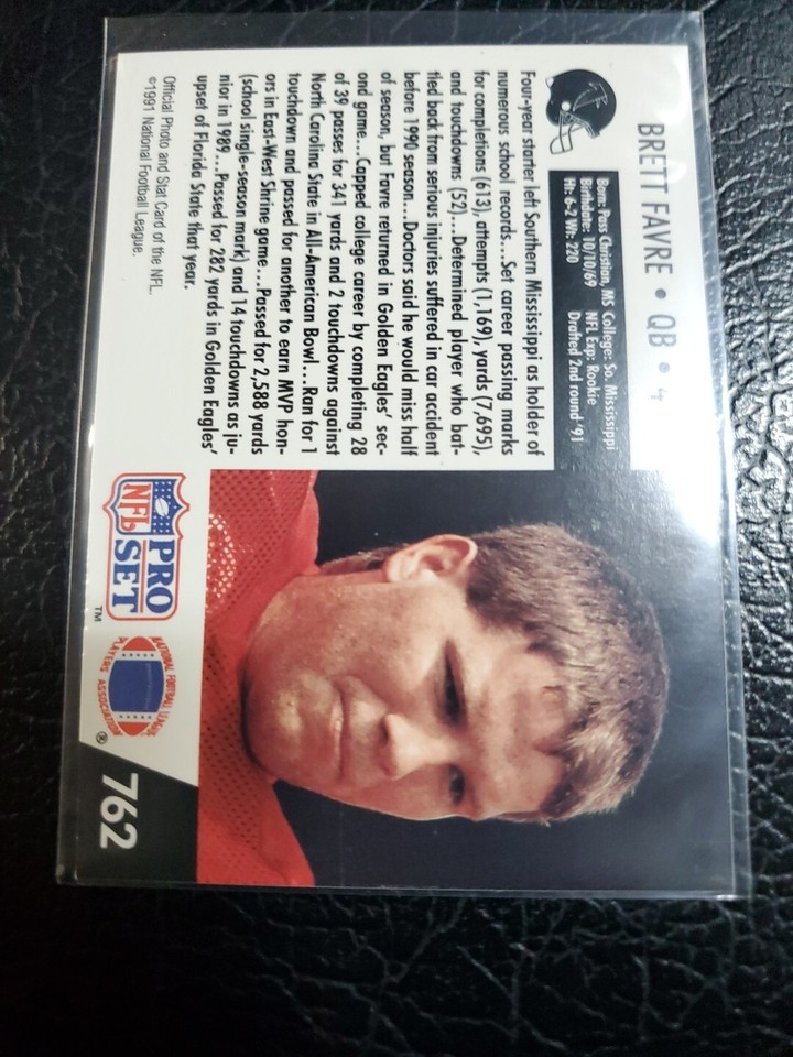 🏈1991 Pro Set BRETT FAVRE Rookie Card #762 Green Bay Packers Atlanta ...