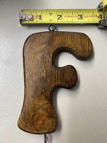 Initial Letter "F” w/Hooks wood wall Hanging Retro Vintage 1977 Wallace ...
