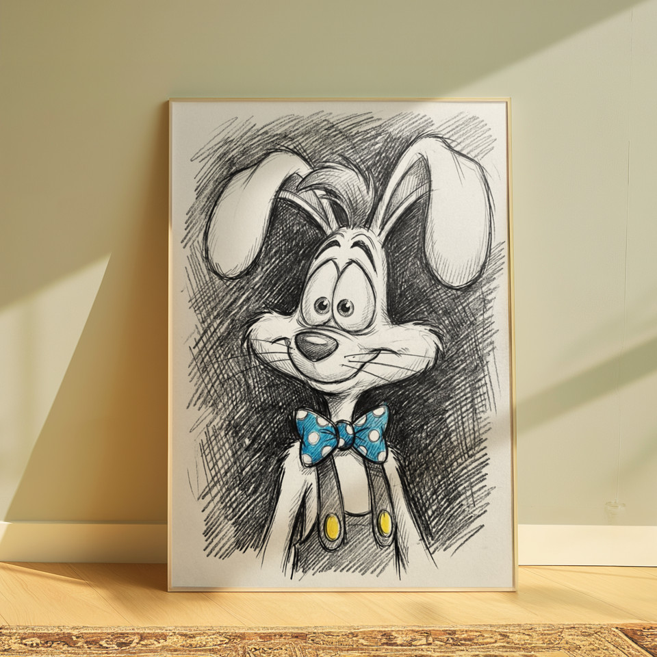 ROGER RABBIT DRAWING SKETCH PRINT 8" x 10" WHO FRAMED ROGER RABBIT WALL ...