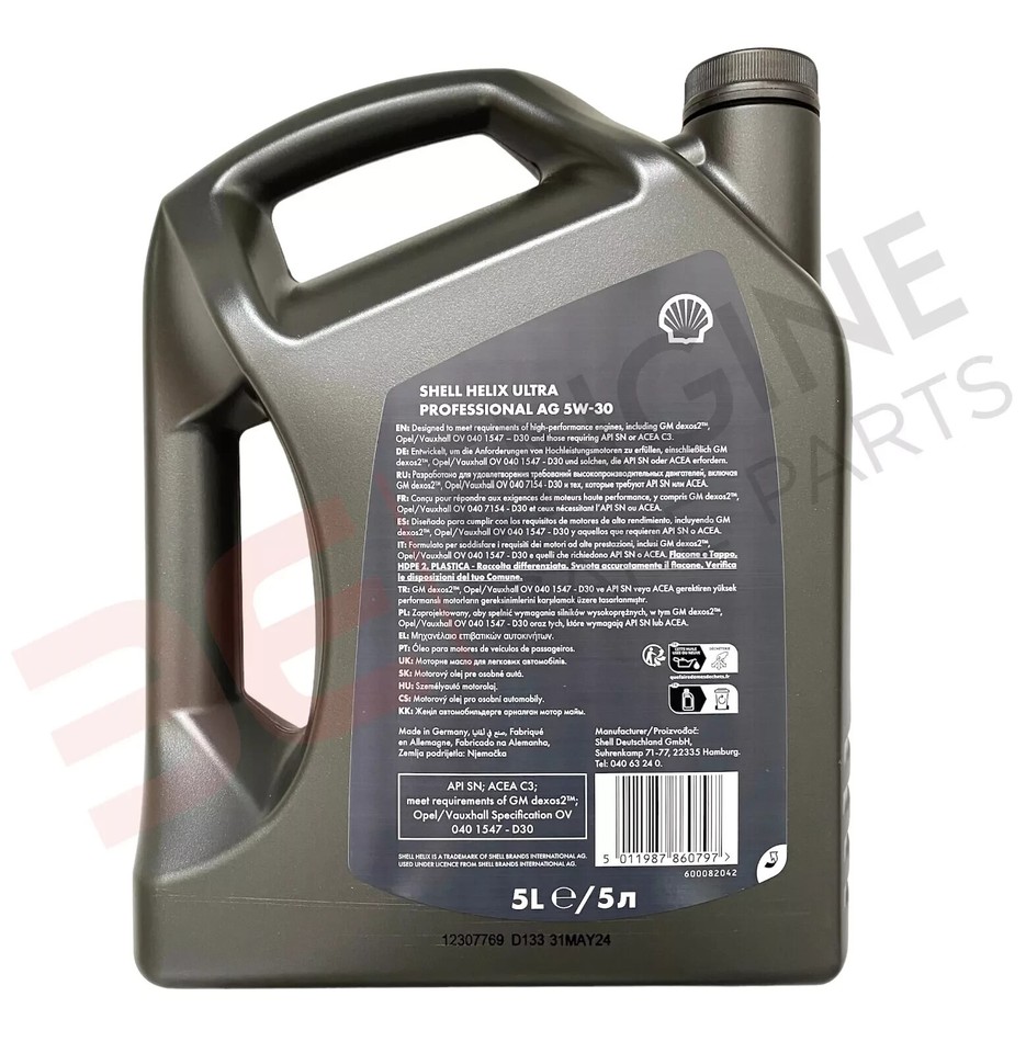 Shell Helix Ultra Professional AG 5W-30 5W30 Full Synthetic Engine Oil ...