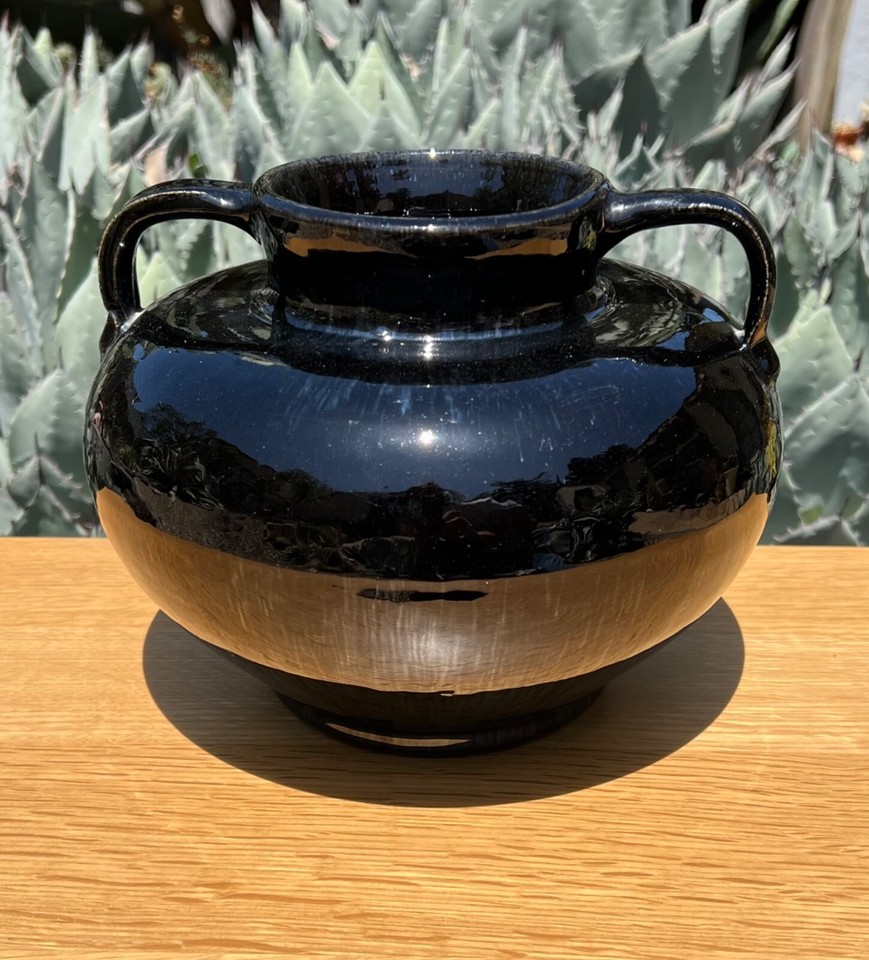 PANAMA ART POTTERY VASE ANTIQUE EARLY CALIFORNIA SACRAMENTO BLACK ...