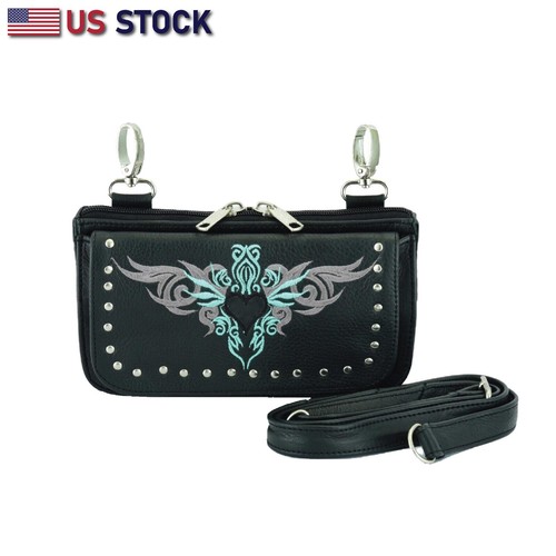 Leather Hip Clip Purse Bag Women Waist Bag Fanny Pack Motorcycle Biker ...