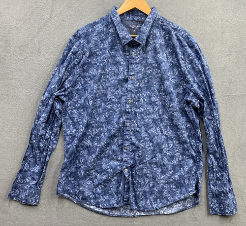 Calvin Klein Jeans Button Up Shirt Mens Size 2XL XXL Blue Floral Long ...