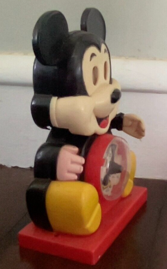 Vintage Disney Hard Plastic Toy. Mickey Mouse Holding a Clock. 9" Tall ...