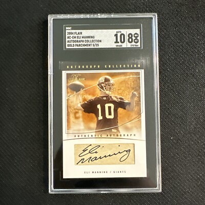 2004 Flair Autograph Collection Gold Parchment Eli Manning RC Auto /25 ...