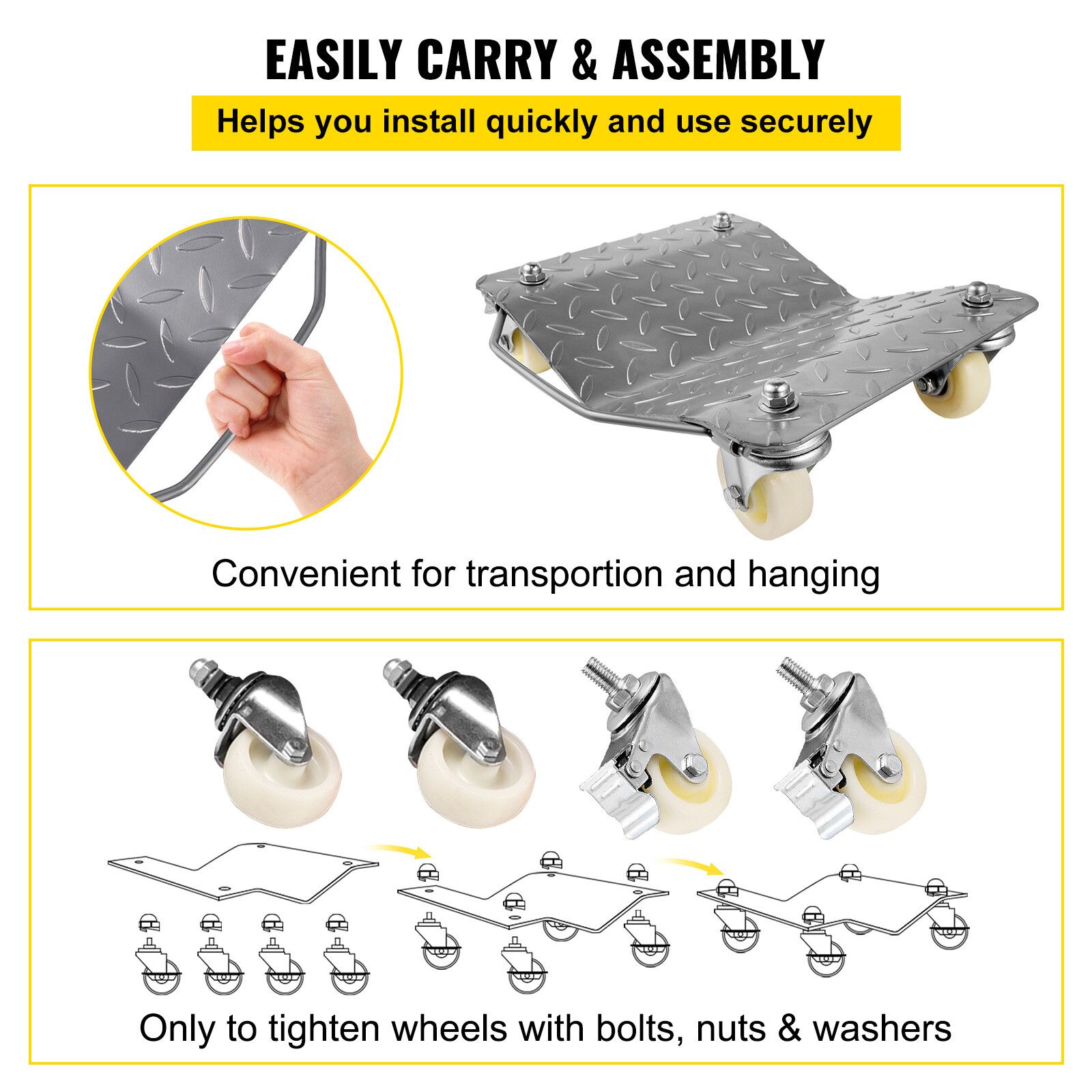 VEVOR 2X Liftmaster Car Wheel Dolly Premium Ball Bearings Skate ...