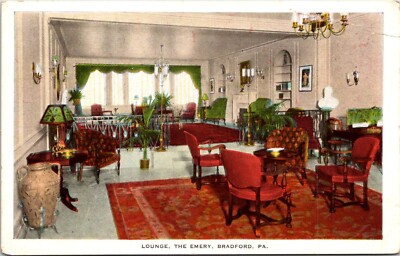 Postcard Emery Hotel Lounge Lobby Bradford PA D22 | eBay
