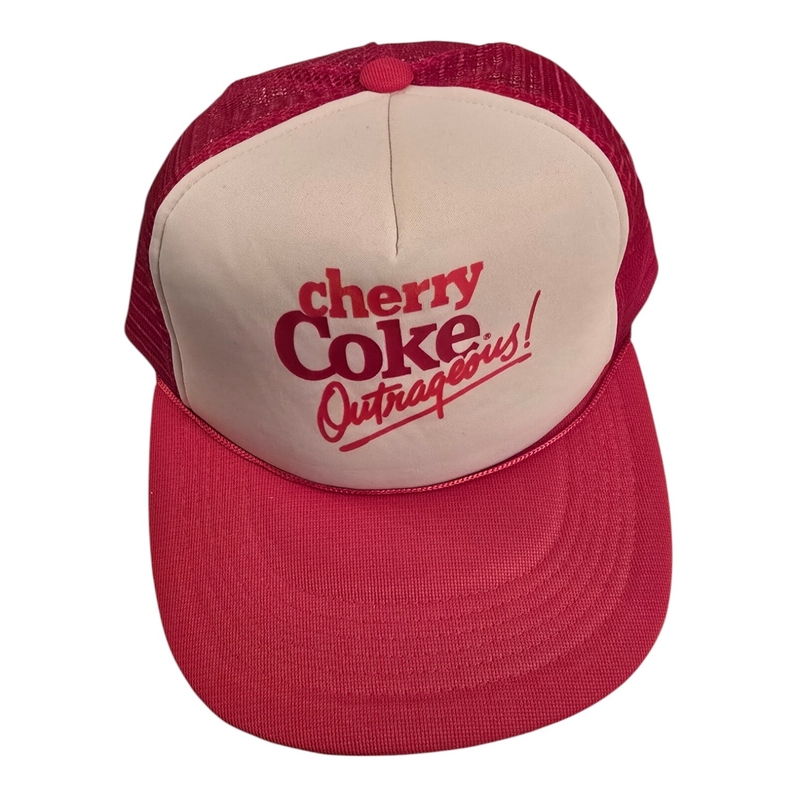 Vintage 1980s Cherry Coke Outrageous Trucker Snapback… - Gem