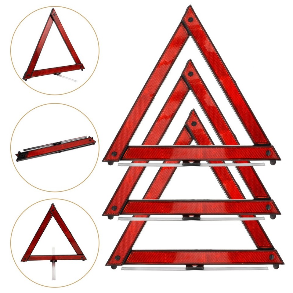 3 Pcs Warning Triangle Highway Traffic Triangles Safety Reflective ...