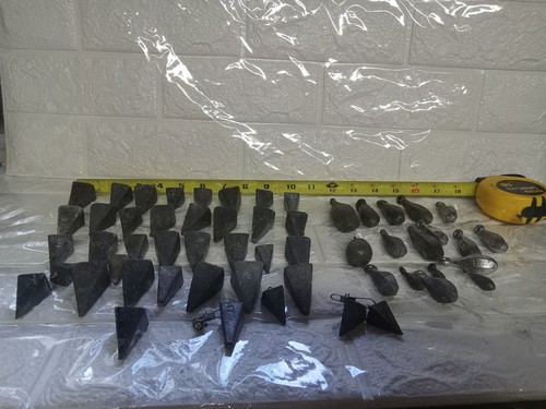 Mixed Lot Vintage Fishing Triangle Lead Sinker Weights Scrap Lead ...