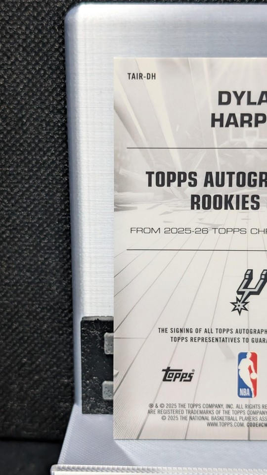 DYLAN HARPER 2025-26 TOPPS CHROME ISSUE ROOKIE REFRACTOR RC AUTO SPURS ...