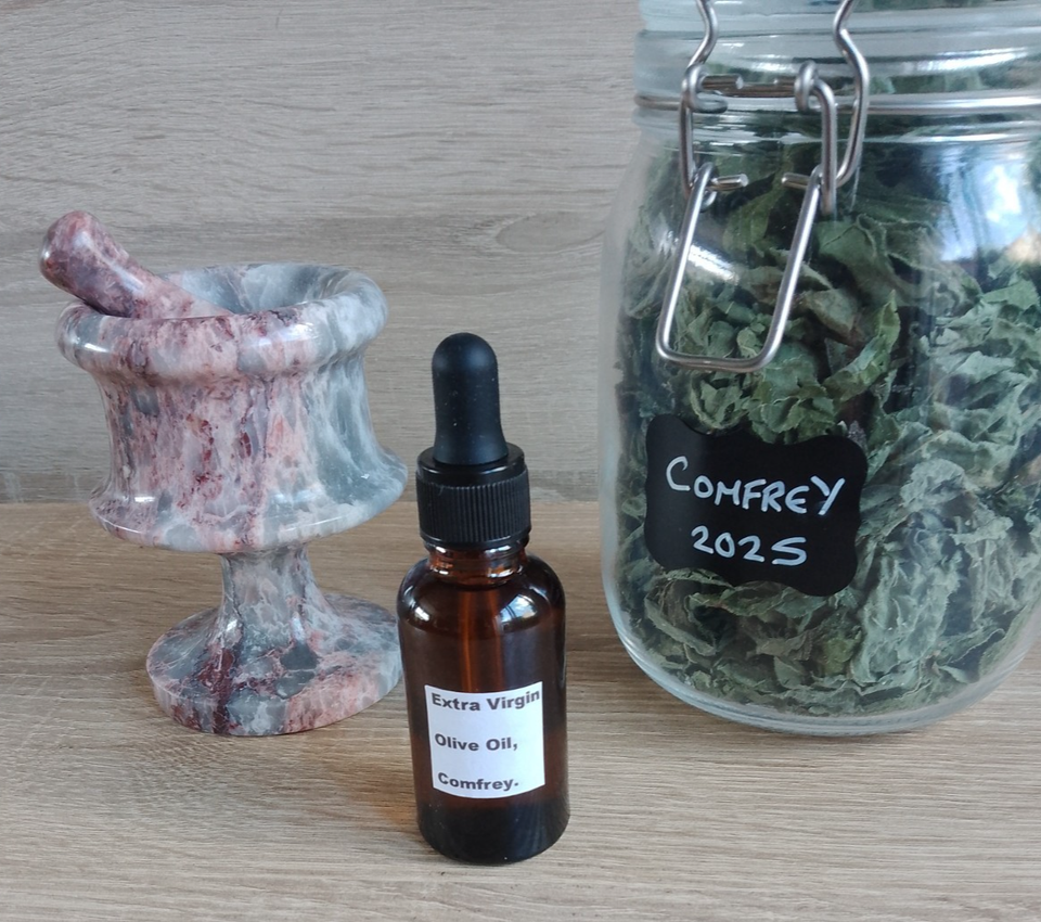 COMFREY OIL. INFLAMMATION. STRAINS. SPRAINS. MUSCLES. TENDONS. U.K ...