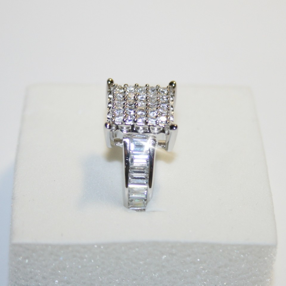 Austrian Zircon Pave Set Engagement Promise Ring 14k White Gold over ...