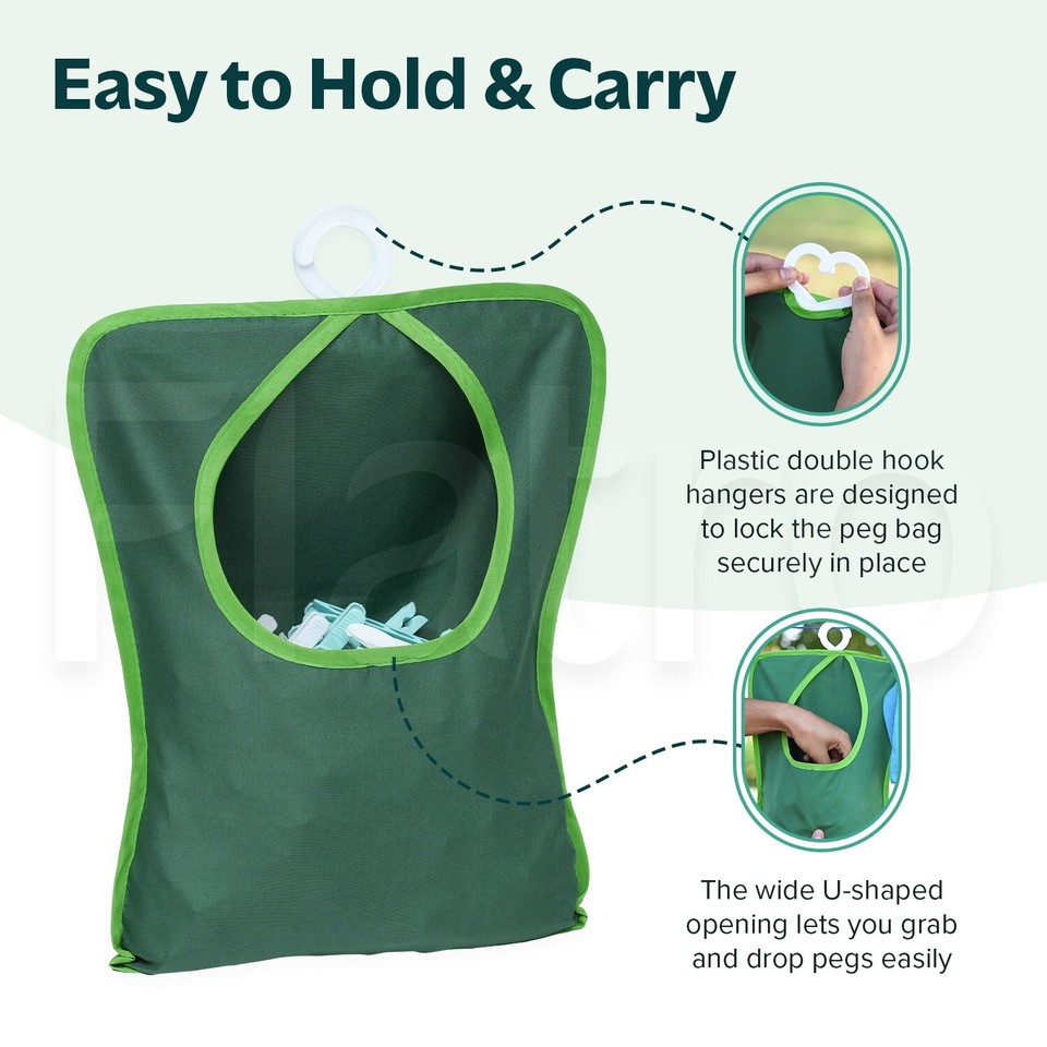 Waterproof Large Shoulder Hanging Peg Bag Laundry Washing Pegs Holder ...