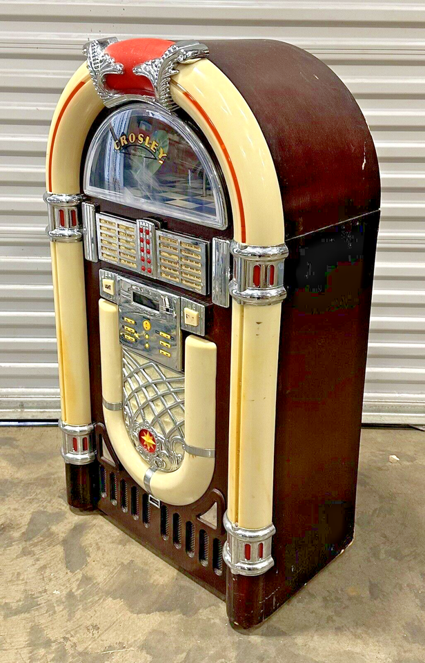 Crosley CR12-10 Jukebox W/ FM/AM Radio & Front Loading 10 Deck CD ...