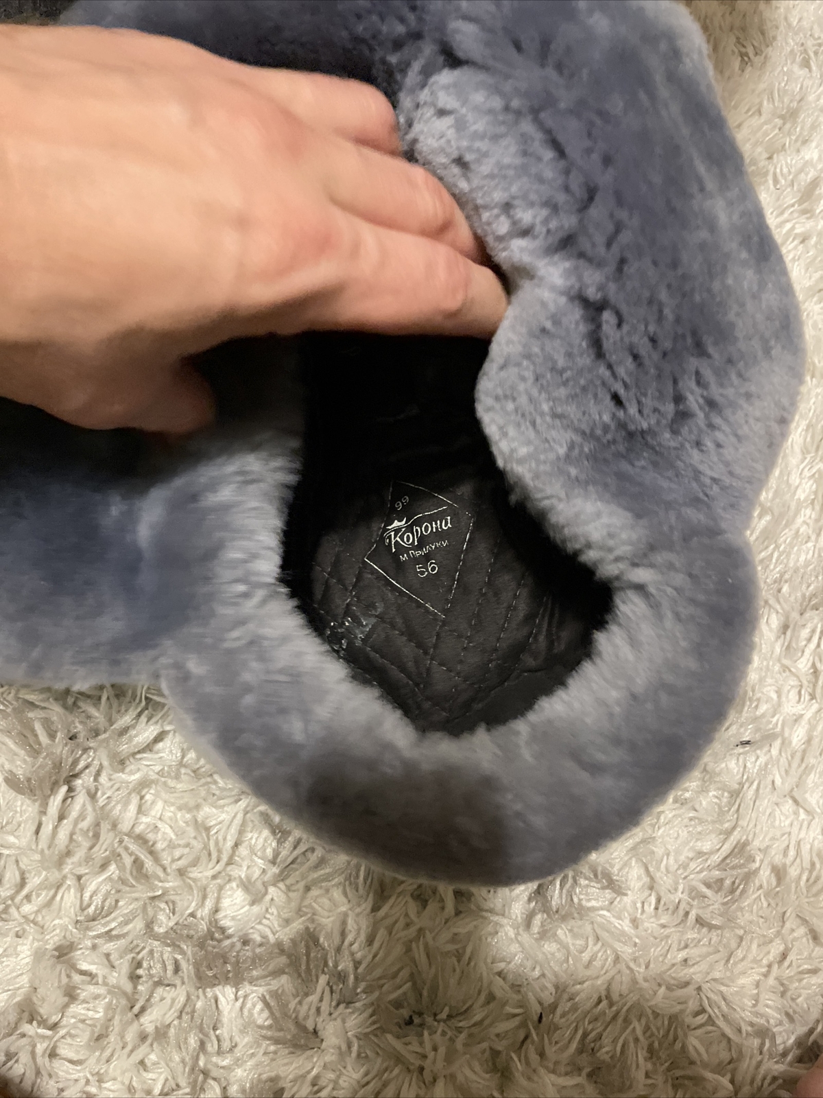 RUSSIAN Vtg CHAPKA TRAPPER USHANKA HAT~GRAY WOOL~SHEA… - Gem