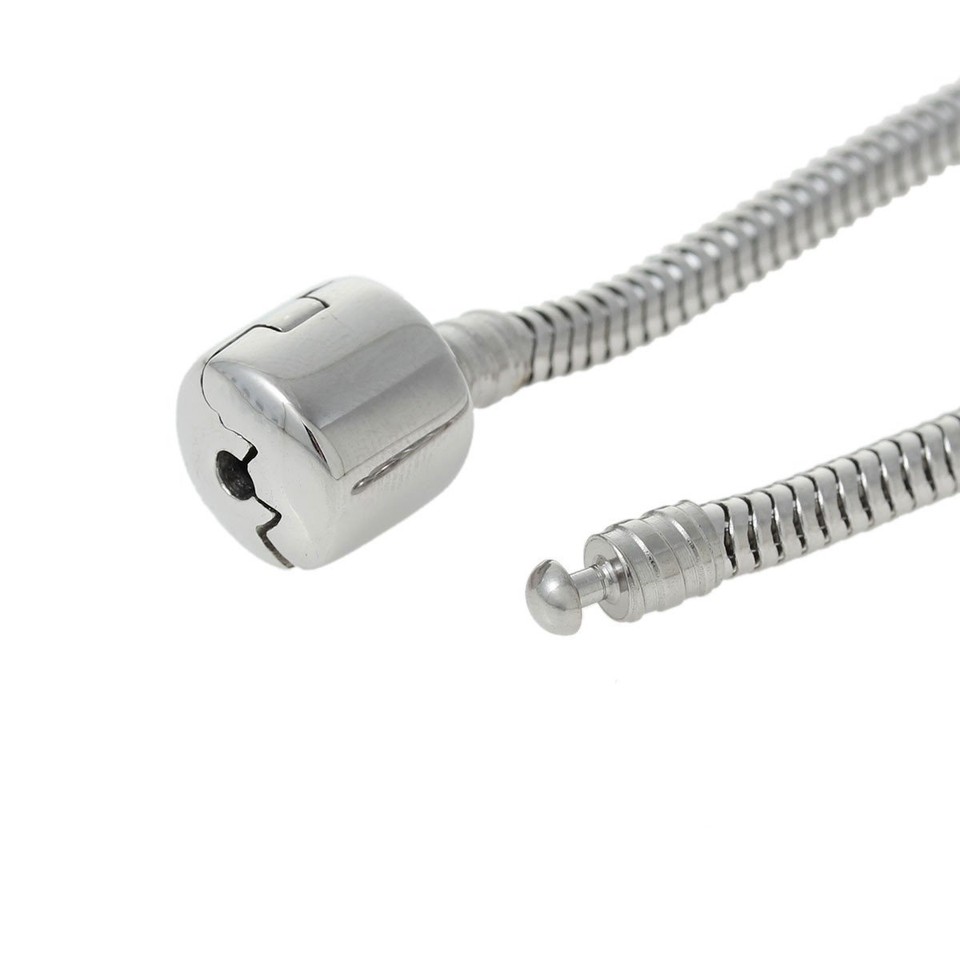 17cm(6 6/8") Stainless Steel European Snake Chain Charm Bracelet Snap ...