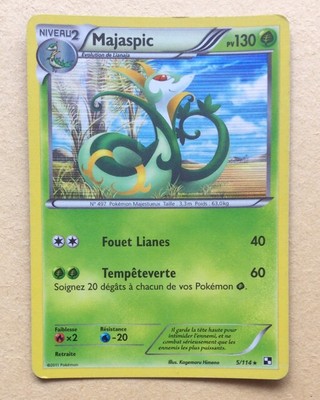 Carte Pokémon Majaspic Pv130 5/114 Rare Holo Noir & Blanc Serperior ...