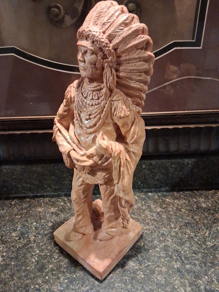 American Indian Chief Statue Mission Swirl Clay Mississippi Mud Statue ...