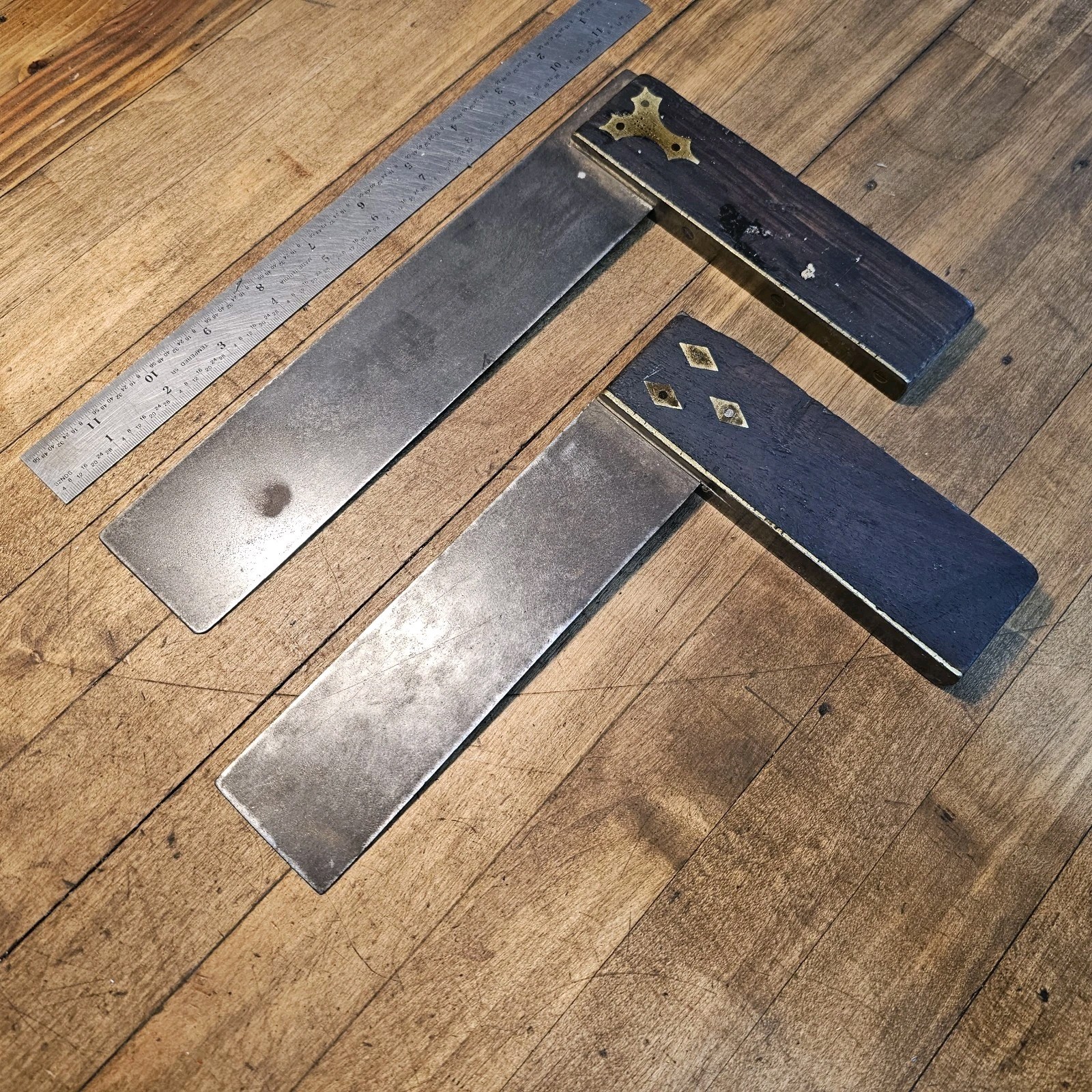 Antique Stanley Rosewood & Brass Try Squares Lot ☆ Vintage Woodworking ...