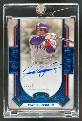 2024 Topps Tier One Ivan Rodriguez Prime Performers Auto Blue Foil #11/ ...
