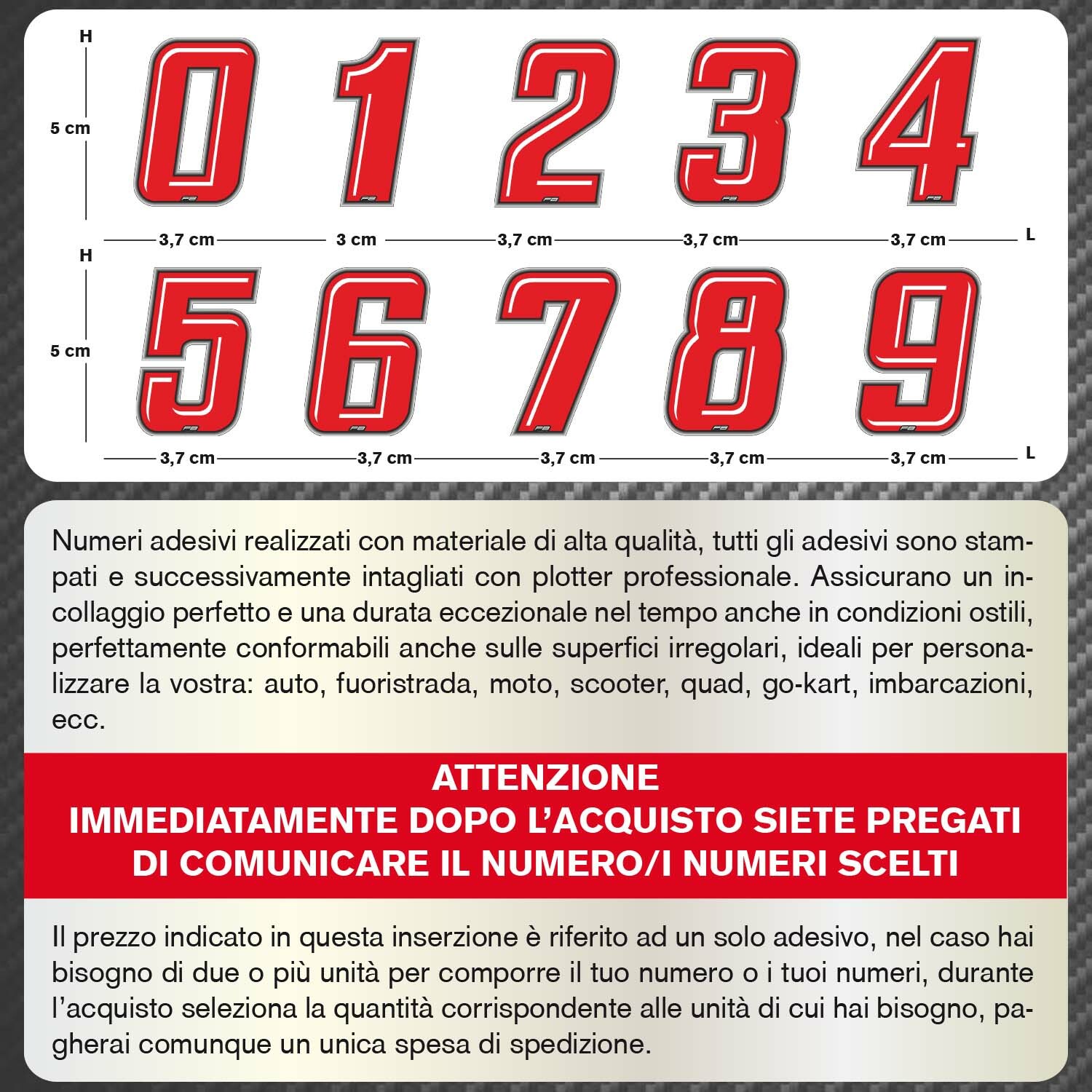 Adesivi Stickers NUMERO GARA NUMERI Moto Cupolino Carena Auto Go Kart ...