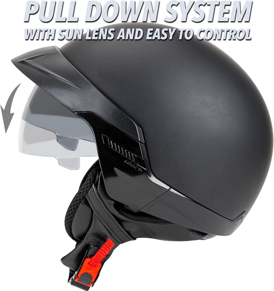 Cartman Motorcycle Open Face Helmet with Sun Visor DOT Approved OPEN ...