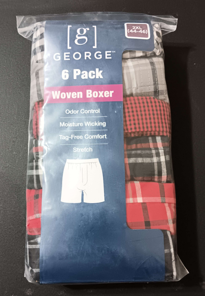 George Brand Men's Underwear 2XL 6-Pack Size XXL (44-46) Woven Boxer ...