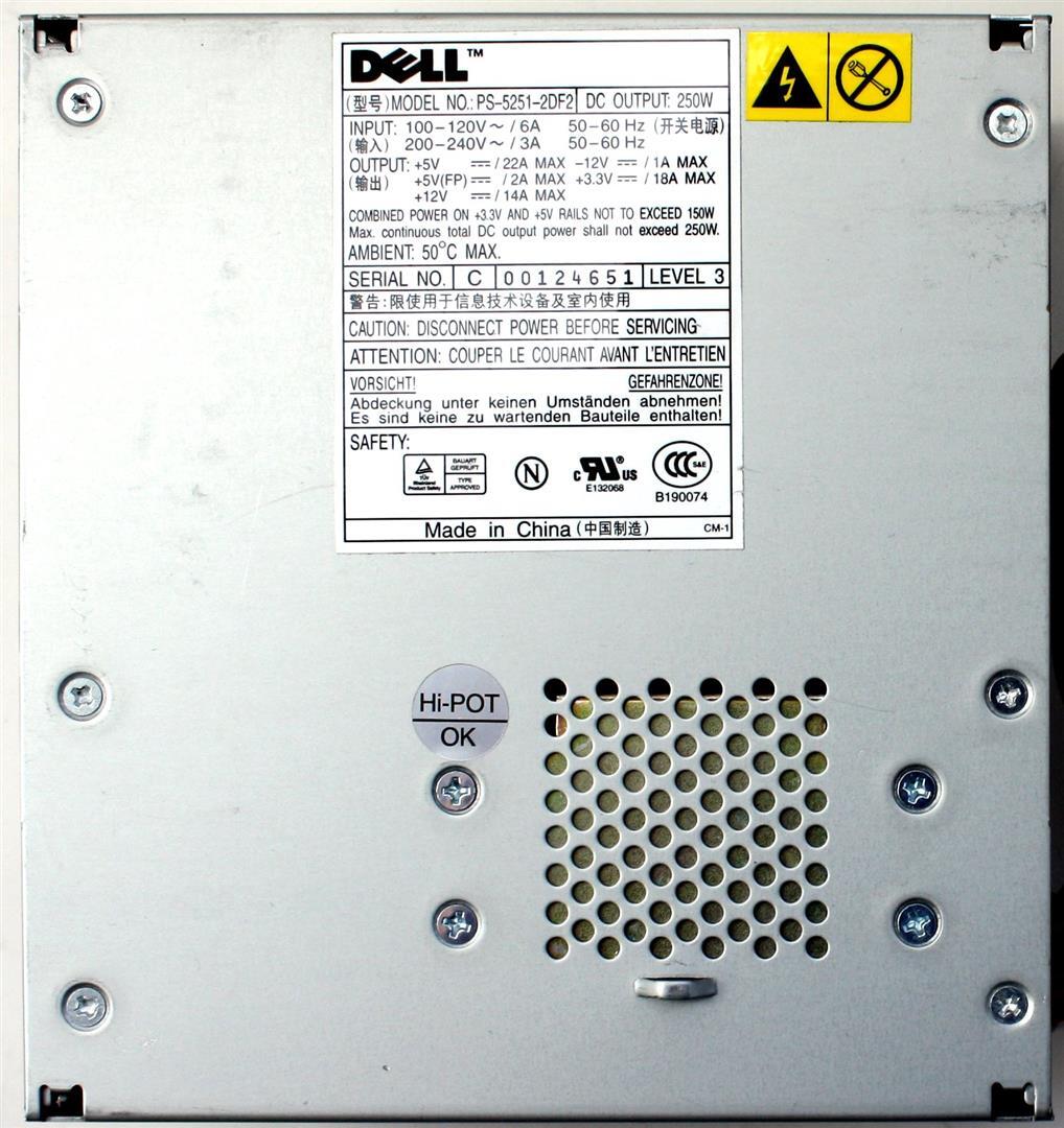 250W POWER SUPPLY PS-5251-2DF2, CN-0W4827-71615 REV A00 | eBay