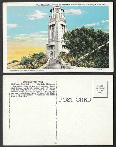 Old Indiana Postcard - Michigan City - Washington Park, Observation ...