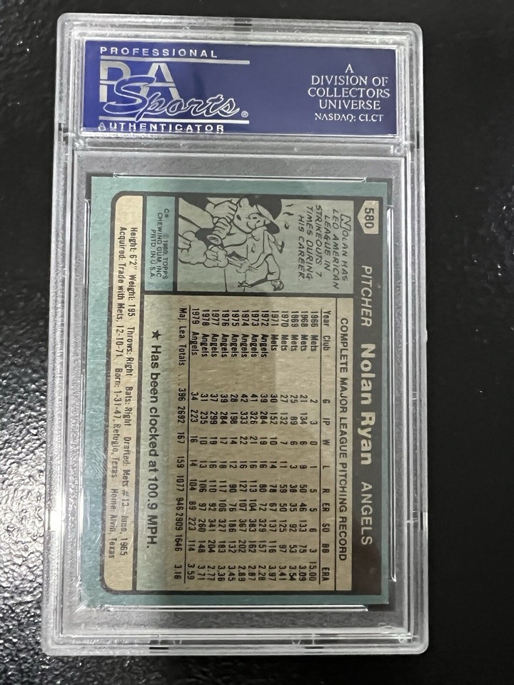 1980 Topps Nolan Ryan # 580 Angels PSA 7 NM HOF | eBay