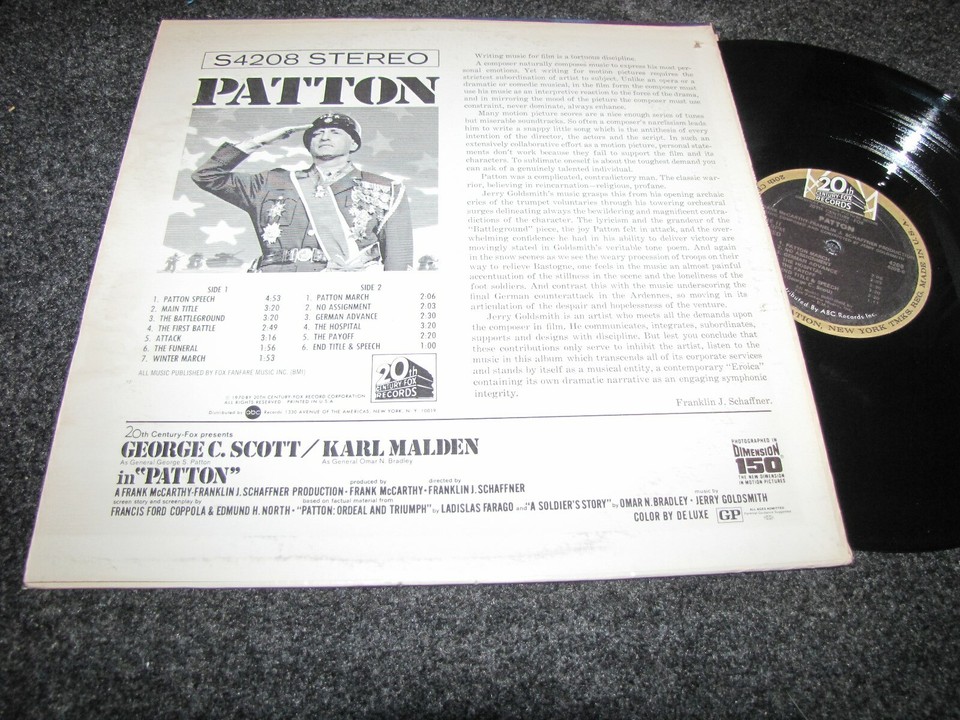 PATTON ORIGINAL MOTION PICTURE SOUNDTRACK - 20TH CENTURY RECORDS LP | eBay