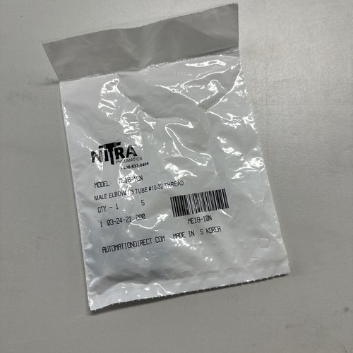 NIB NITRA ME18-10N MALE ELBOW 1/8 - # 10-32 THREAD ...5/PK | eBay