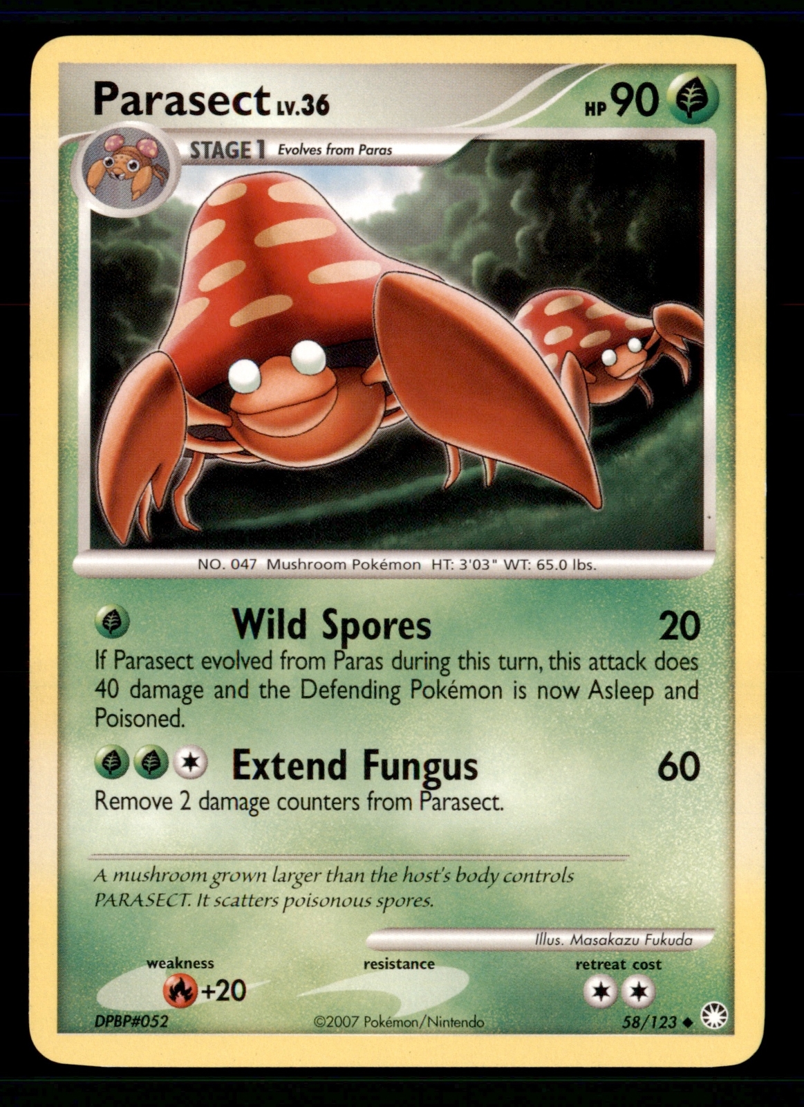 Pokemon Card Parasect LV.36 Mysterious Treasures 58/123 NEAR MINT Non ...