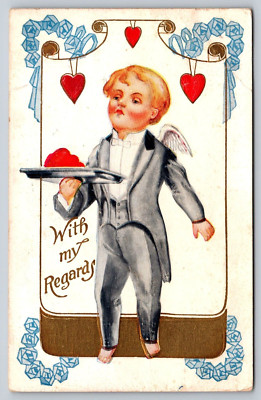 Postcard Embossed Vtg Greeting Card With My Regards [ga] | eBay