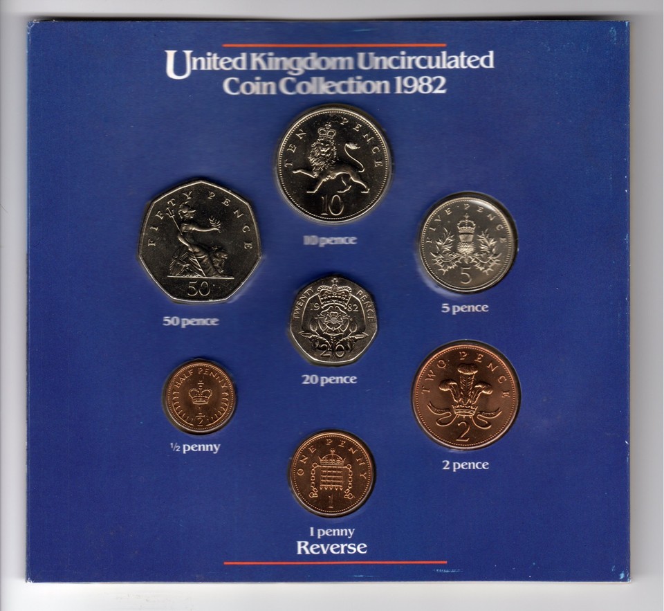 1982 UK Brilliant Uncirculated 7 Coins Collection Set | eBay