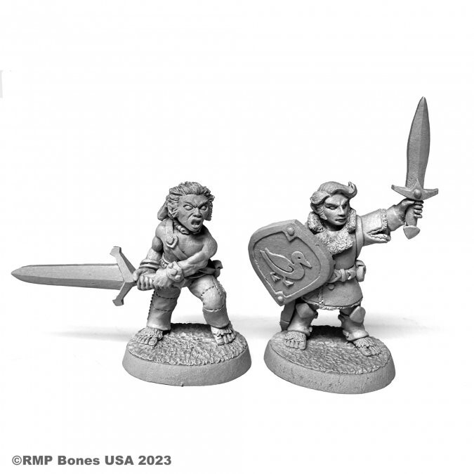 2 x HALFLING FIGHTER & BARBARIAN - BONES REAPER figurine miniature ...
