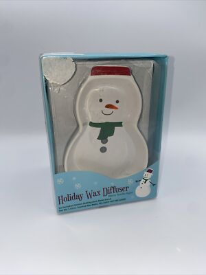 NEW SNOWMAN WAX DIFFUSER Dish & Metal Stand Warm Vanilla Sugar Scented ...
