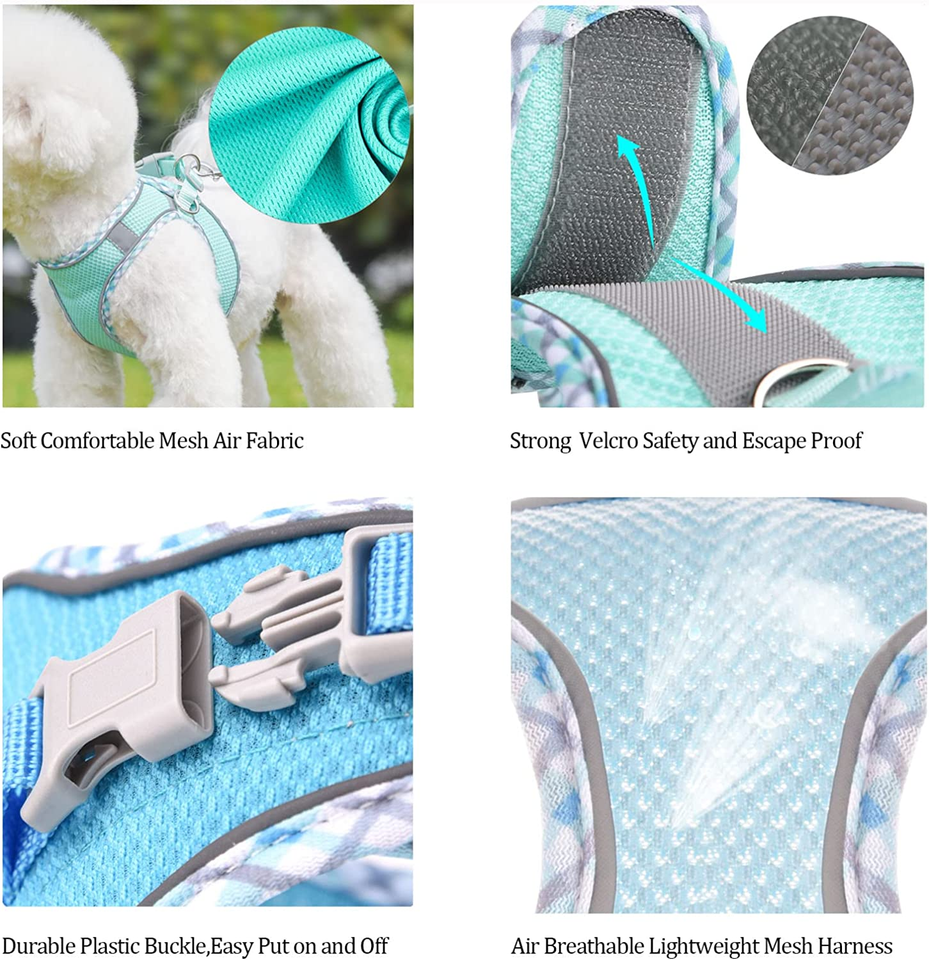 Step in Mesh Dog Harness and Leash Set Breathable Air Mesh Reflective ...