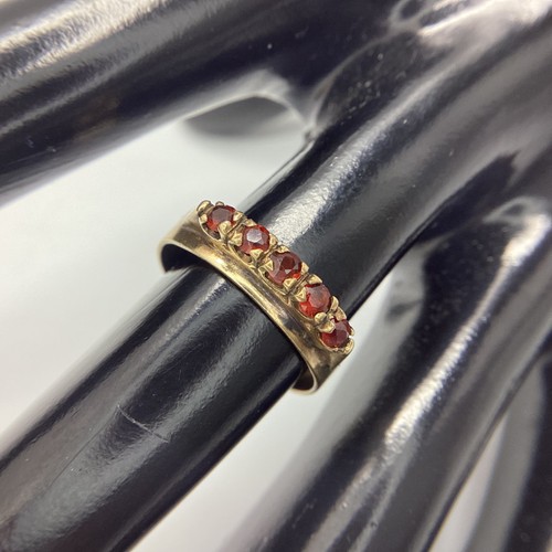 375 / 9ct Gold Ring Red/Amber Stones - Size L - Approx 2.21 Grams (J ...