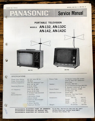 Panasonic AN-132 AN-132C AN-142 AN-142C TV Service Manual *Original* | eBay
