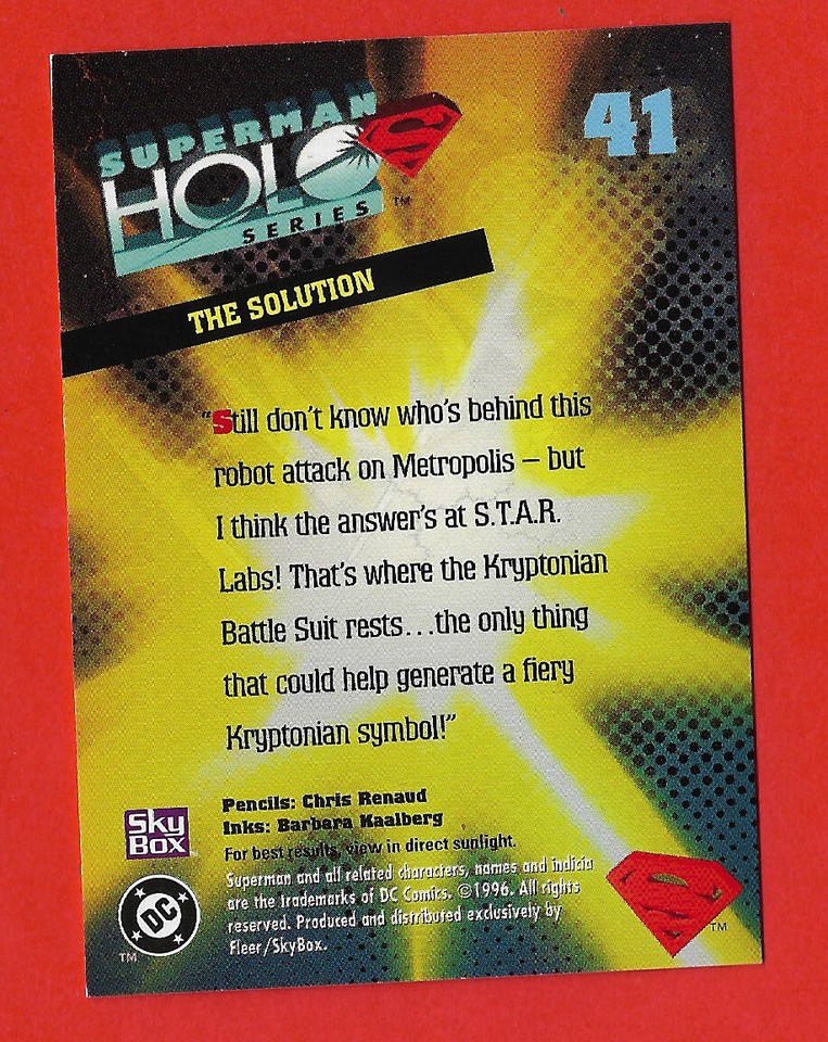 Superman 1996 Skybox Holo Series The Solution #41 | eBay
