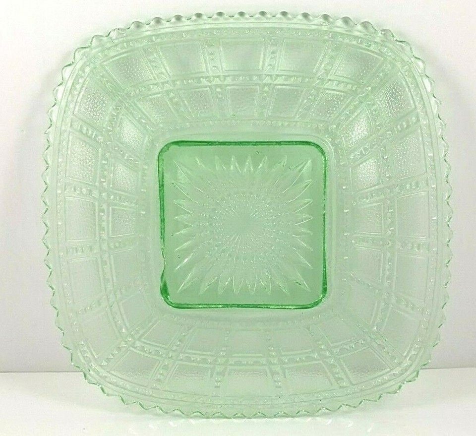 Imperial Depression Glass Beaded Block Square Plate USA | eBay