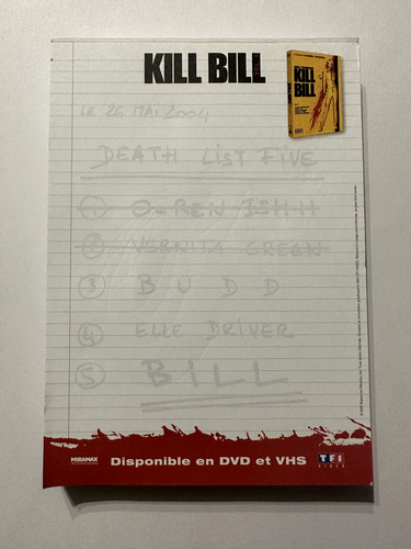 Notebook/Goodies - Death List Five - Kill Bill - Bloc Note - Français ...