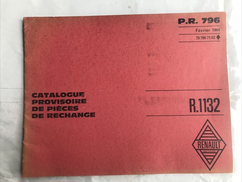 RENAULT 8 R8 PR 796 Catalogue Pièces De Rechange | eBay