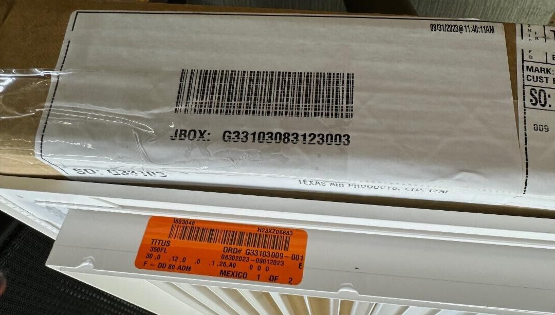 TITUS 350FL Aluminum Louvered Return Grille 30" X 12" New In Box | eBay