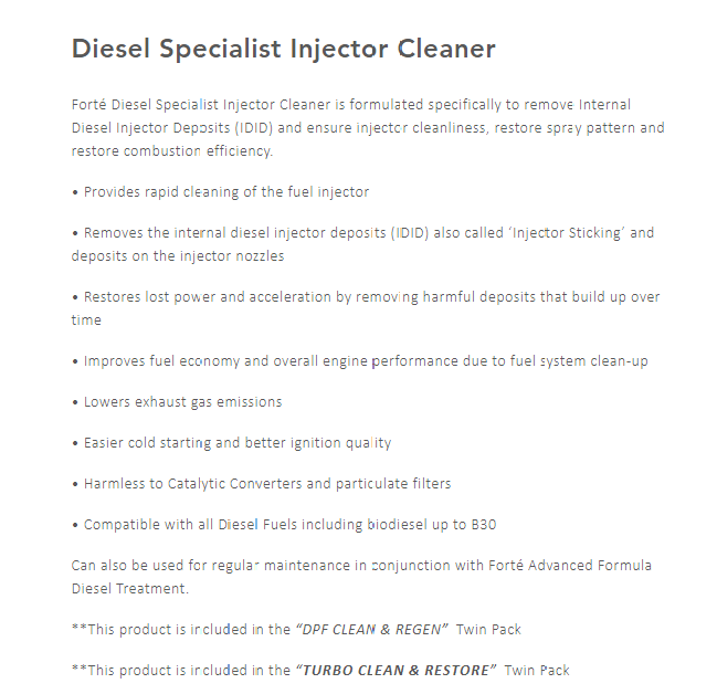 Forte Diesel Specialist Injector Cleaner + AF Diesel + DPF Cleaner 3 ...
