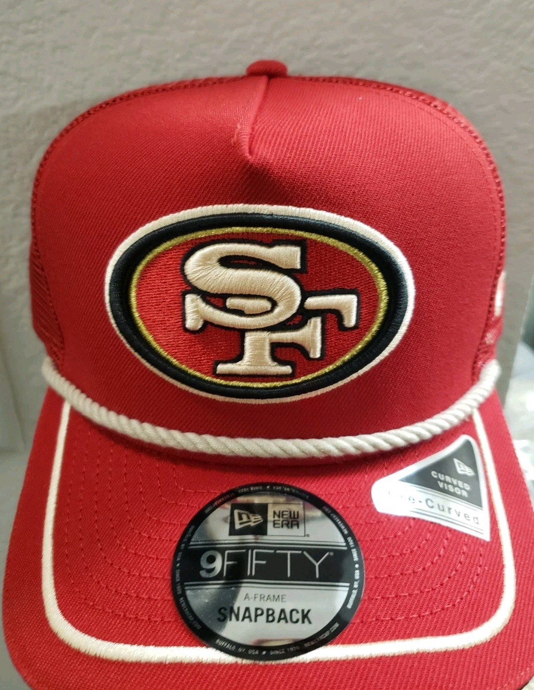 49ers Vintage Rope Hat 9FIFTY A-Frame Trucker Mesh Snapback Red New Era ...