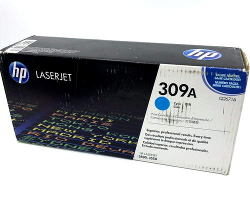 GENUINE HP 309A Q2671A Cyan Toner Cartridge LaserJet 3500 3550 3700 OEM ...