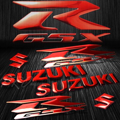 8" 3D Vinyl "S" Logo&Letter Decal+6.25" GSXR Fairing Sticker Suzuki ...